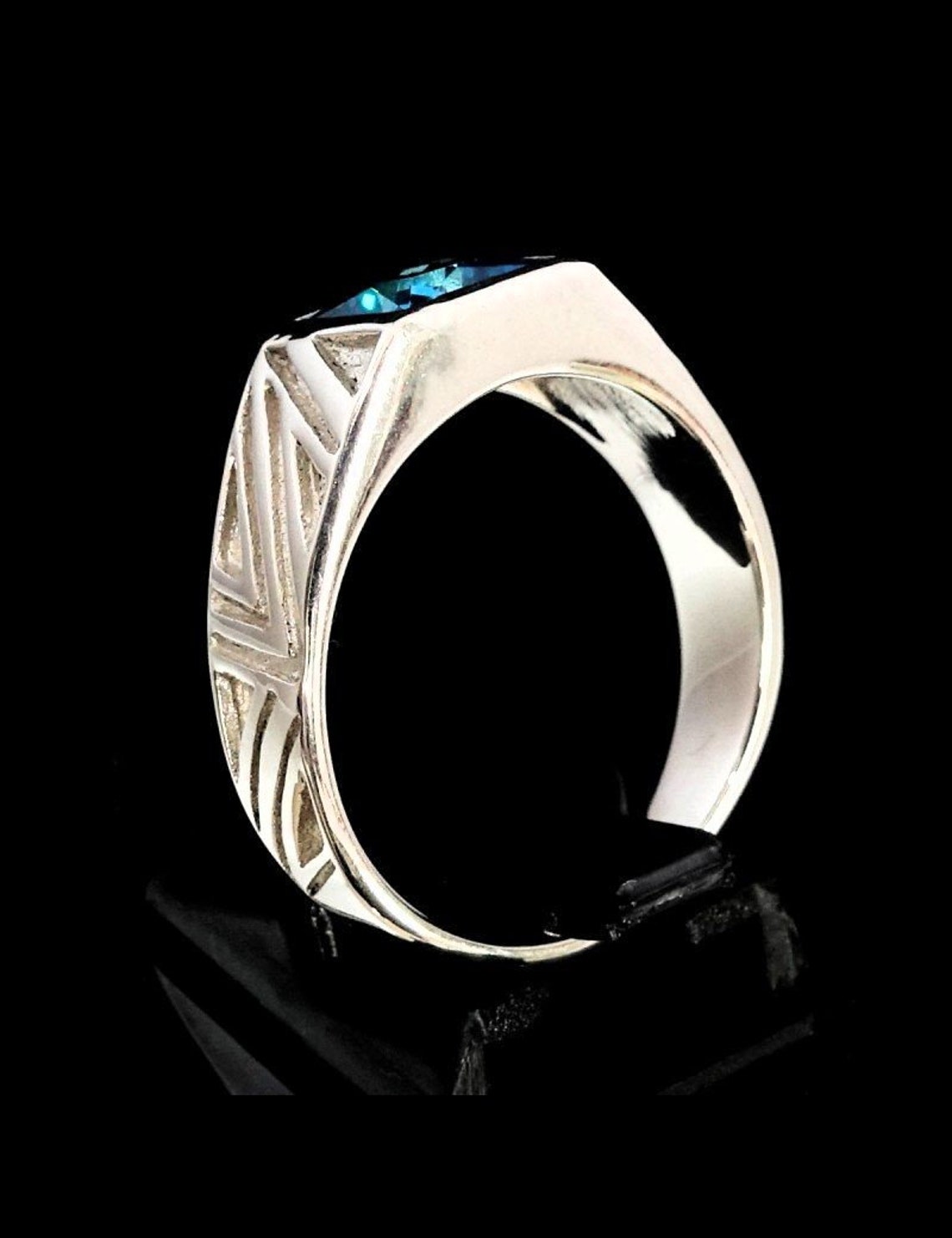 Classic Sterling Silver Men's Ring With a Stunning - Etsy