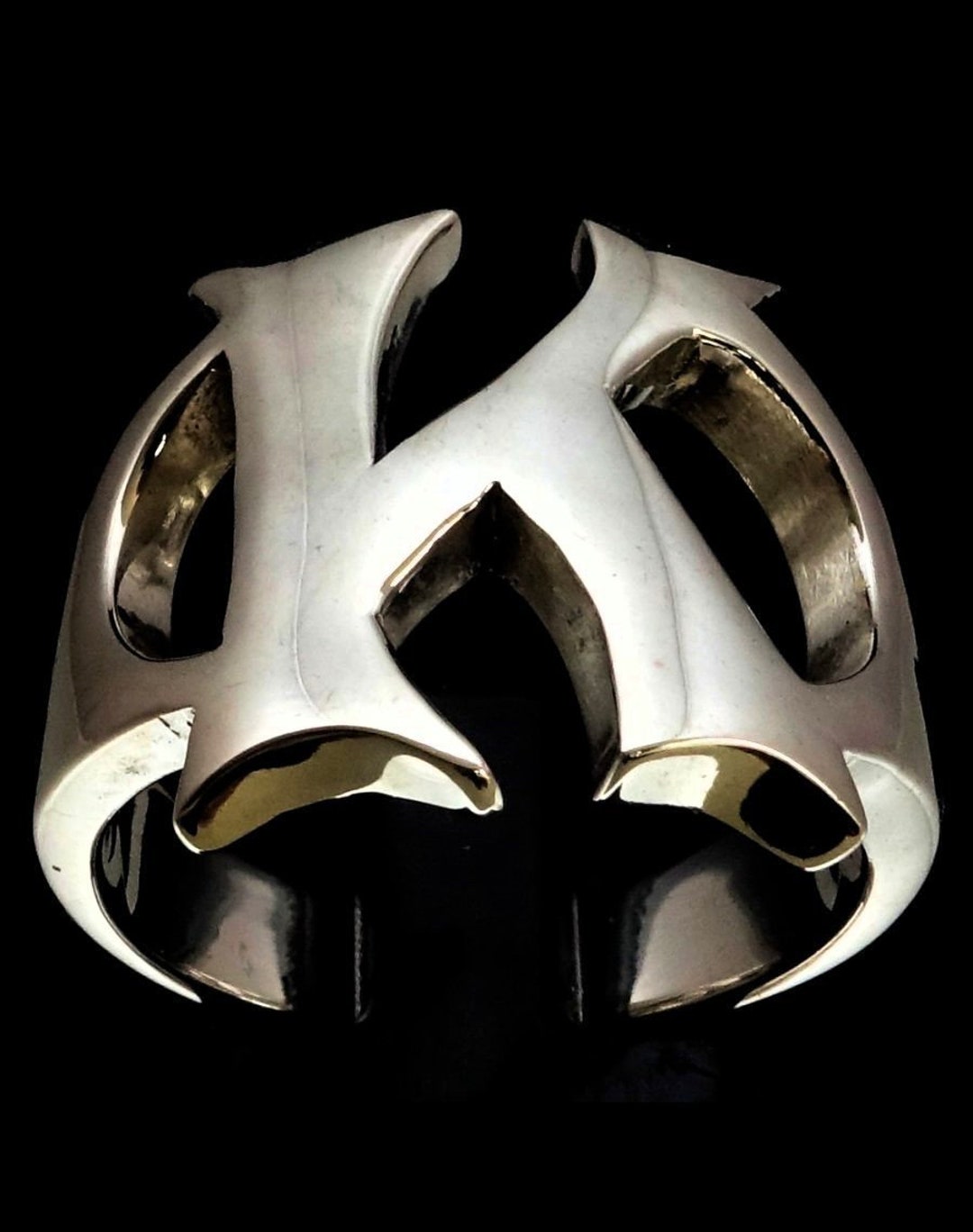 Sterling Silver Initial K Ring Alphabet Letter High Polished 925 Silver ...