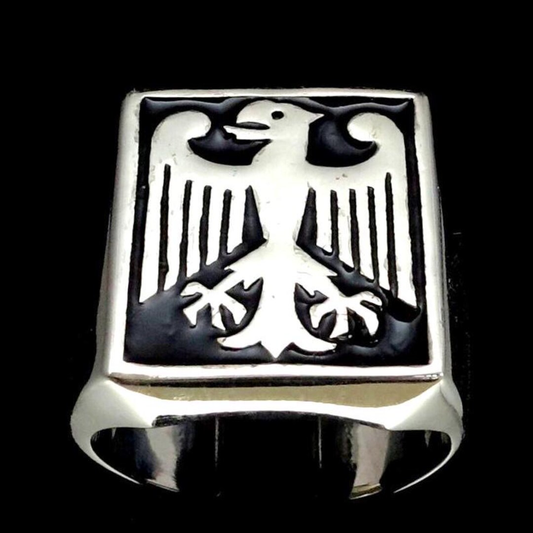 Sterling Silver Ring German Eagle Flag Germany With Black Enamel High ...