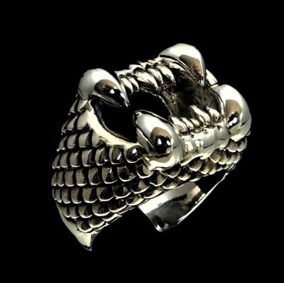 Sterling Silver Fantasy Ring Vicious Sand Worm Mythical Animal | Etsy