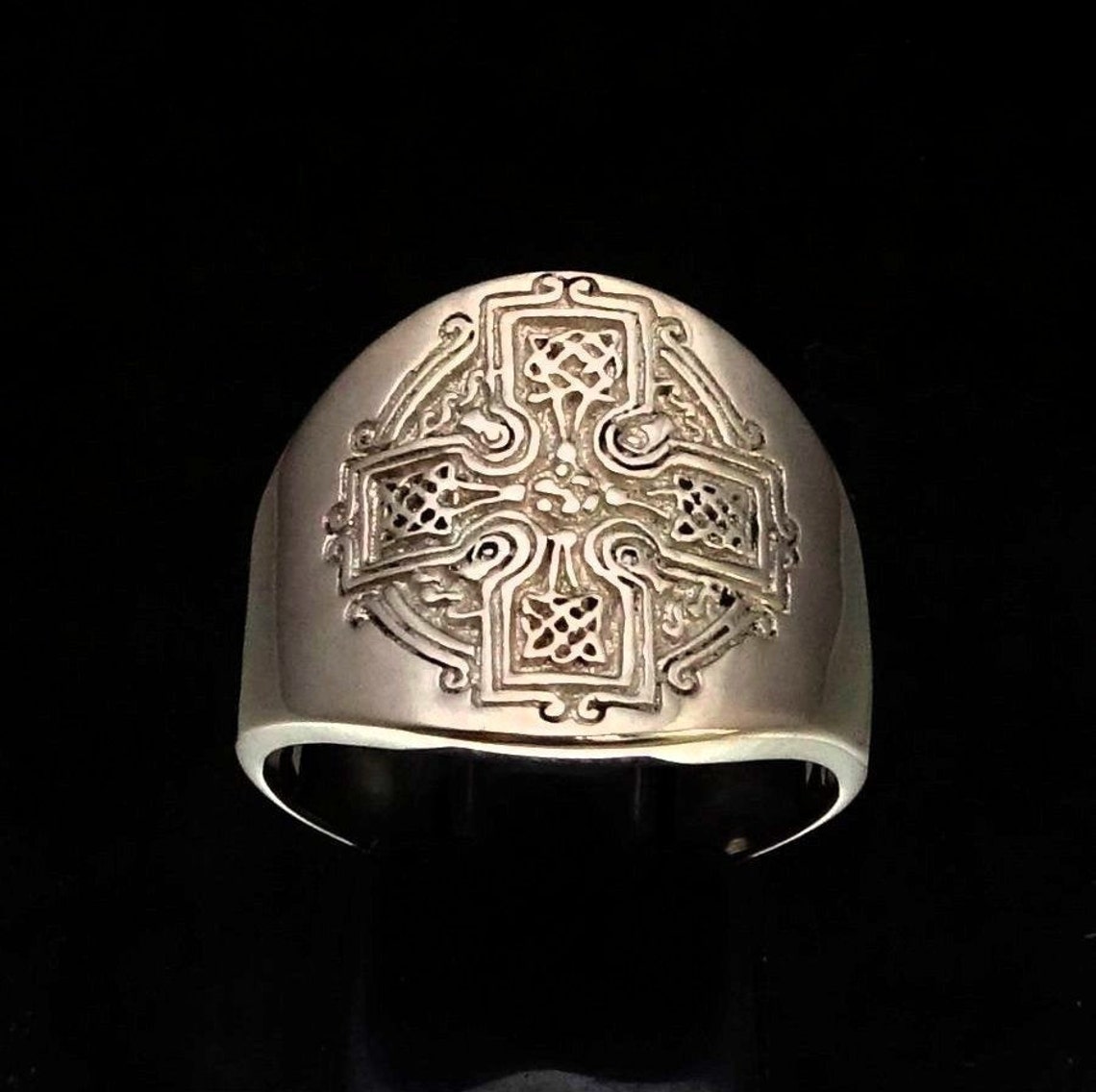 Sterling Silver Ring Celtic Cross Runes Irish Knot Symbol | Etsy