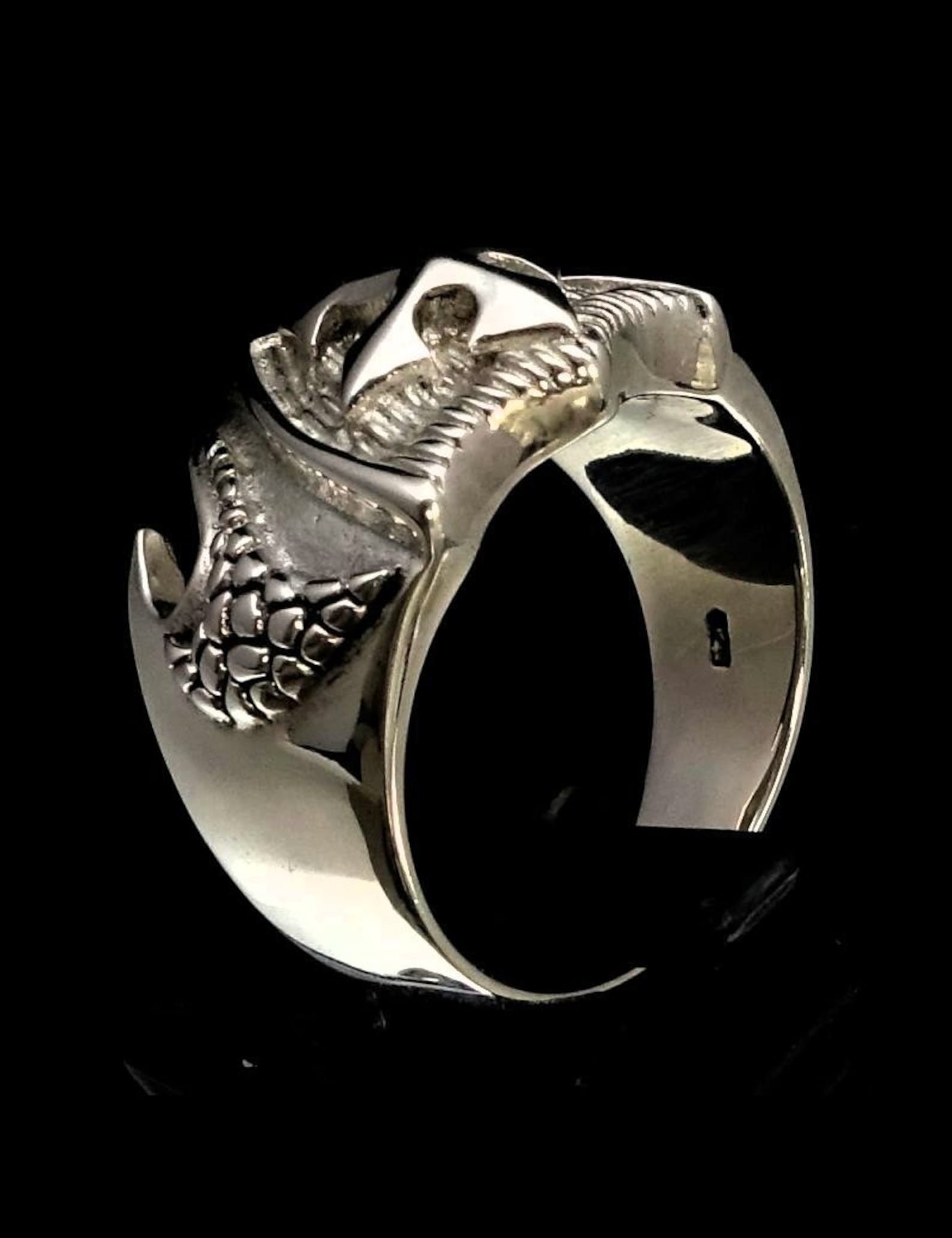 Sterling Silver Knights Templar Ring: Crusader Cross on Medieval Dragon ...