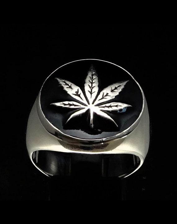925 Sterling Silver Marijuana Weed Ring - munimoro.gob.pe