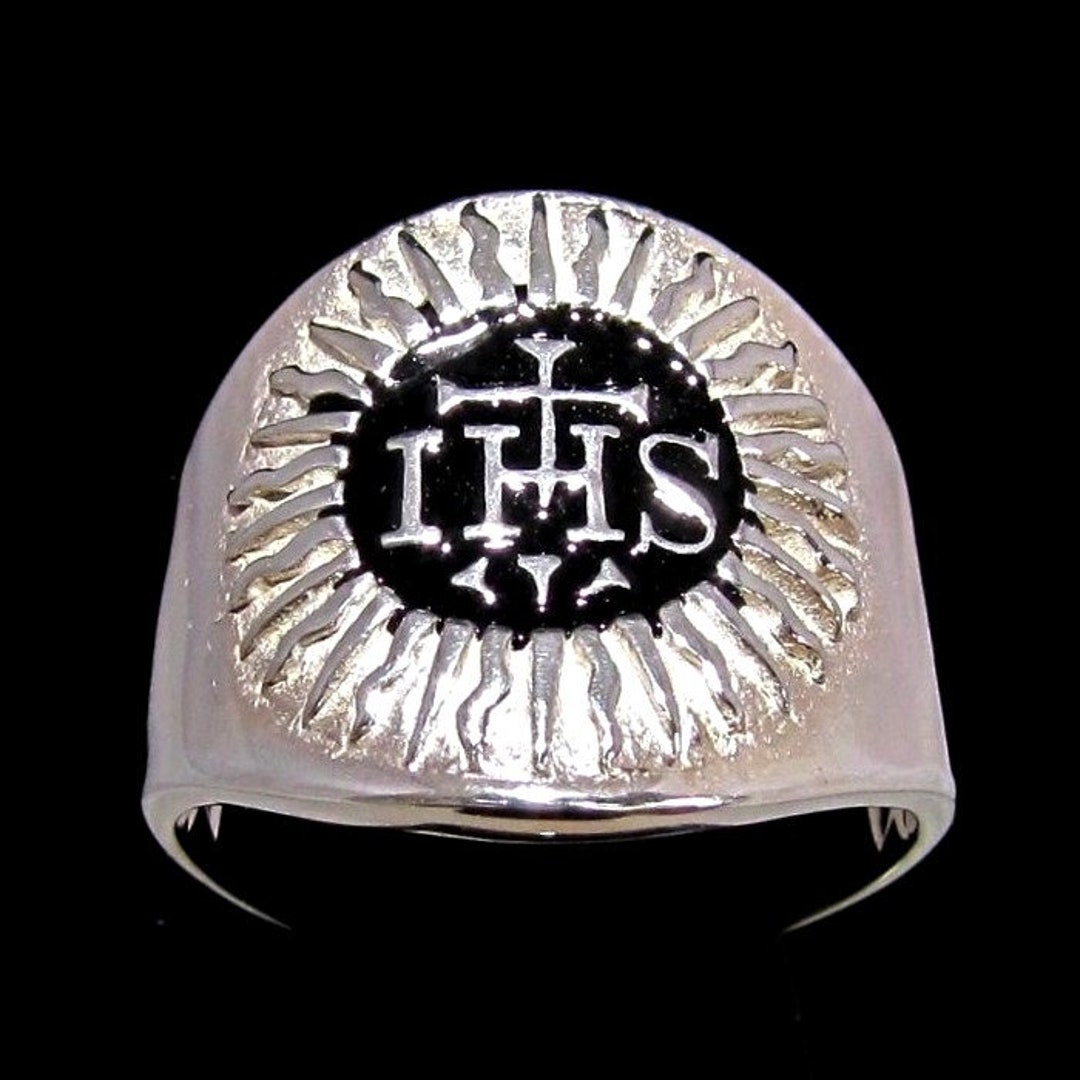 Sterling Silver Religious Symbol Ring IHS Christ Monogram Three Nail ...