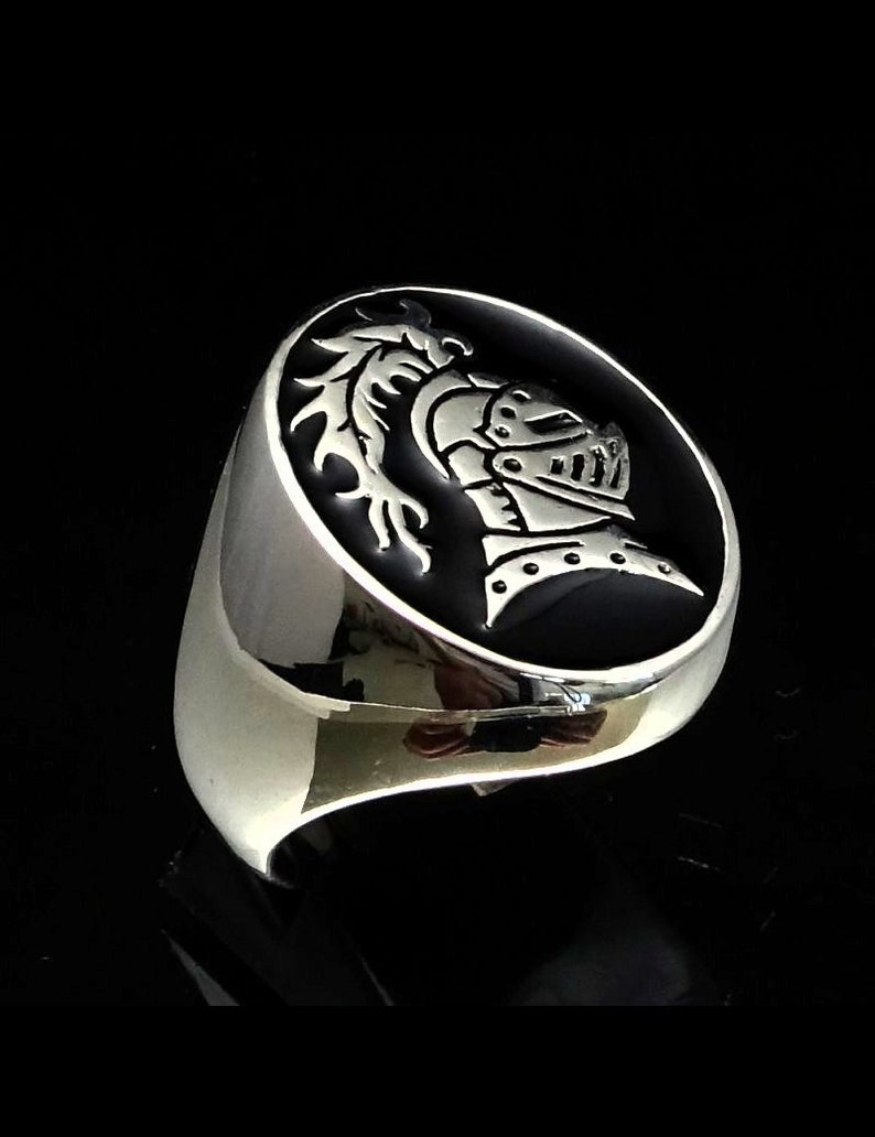 Sterling Silver Men's Ring Medieval Knight Armored Soldier - Etsy