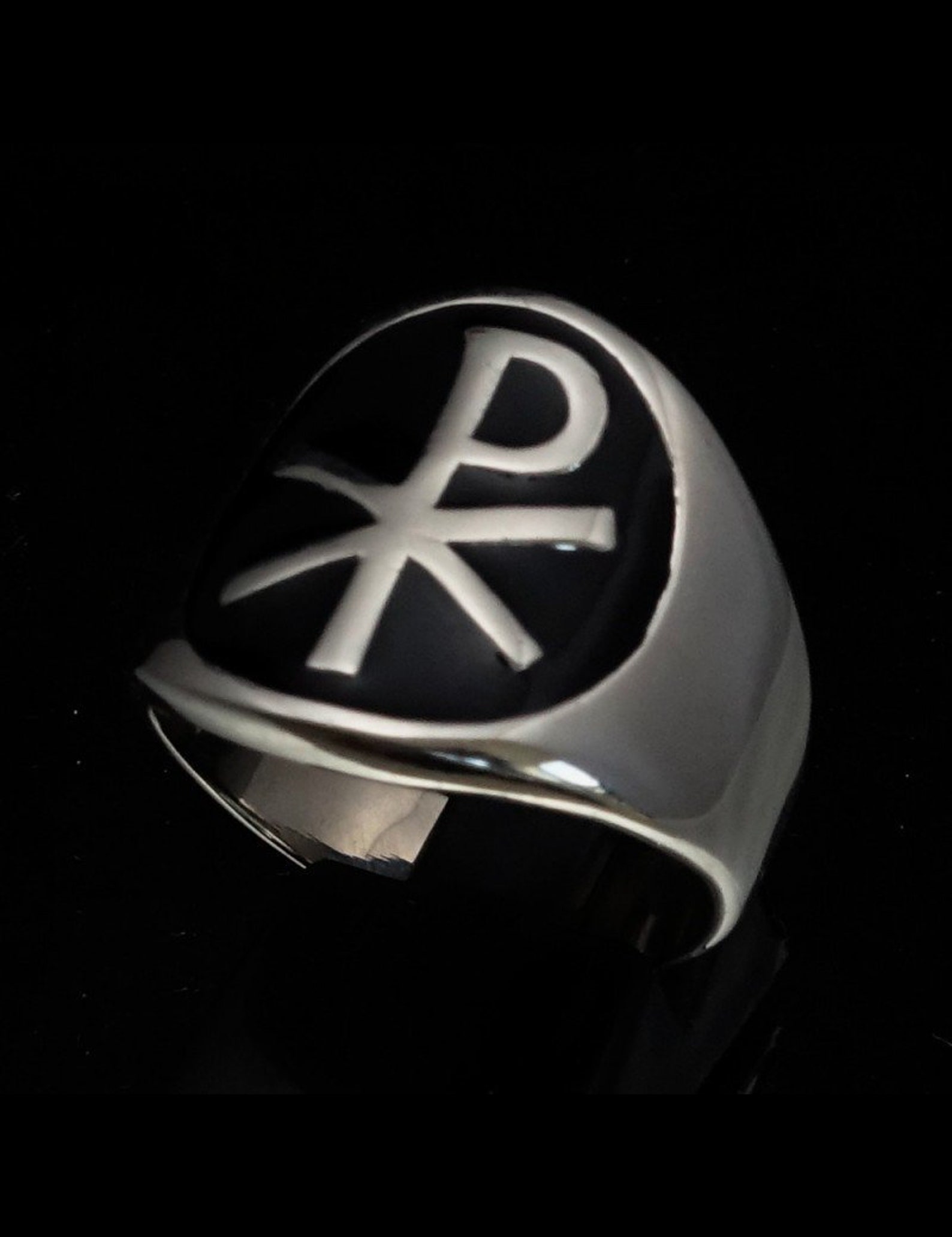 Sterling silver Symbol ring Chi Ro XP Christian Warrior Cross | Etsy