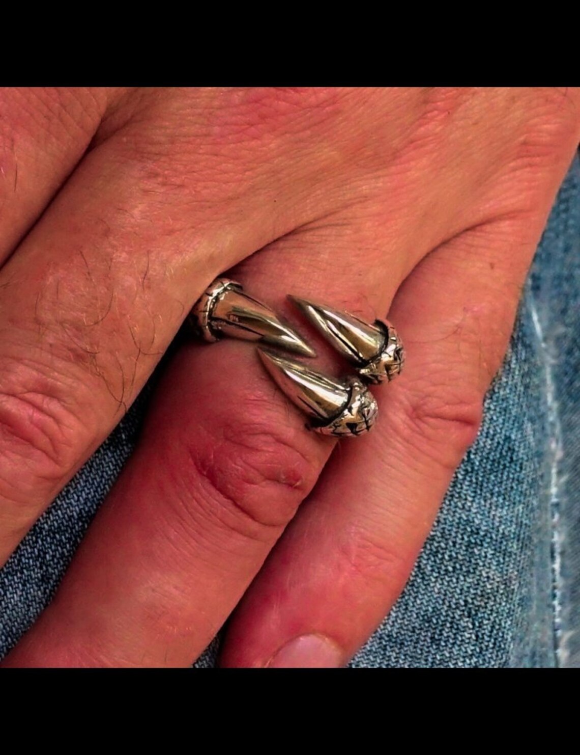 Sterling Silver Dragon Claw Ring With Three Talons Medieval - Etsy