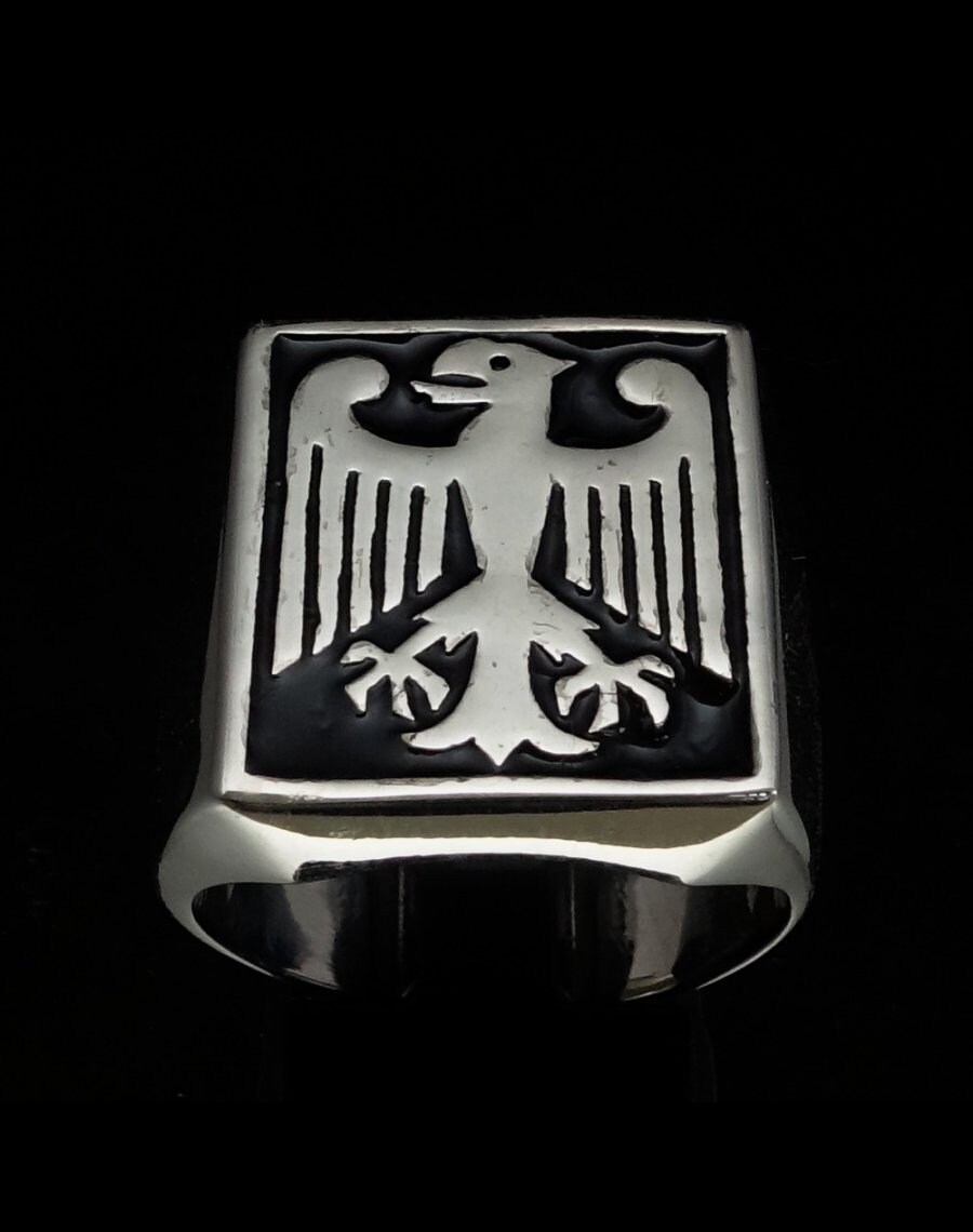 Sterling silver ring German Eagle flag Germany with Black | Etsy