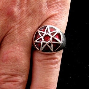 Sterling Silver Wicca Ring Fairy Elven Star on Dome Pagan Witchcraft ...