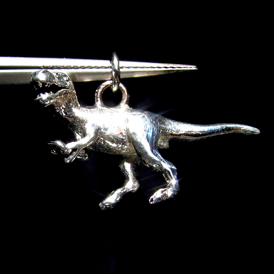 Sterling Silver T-rex Pendant, Polished Dinosaur Reptile Charm - Etsy