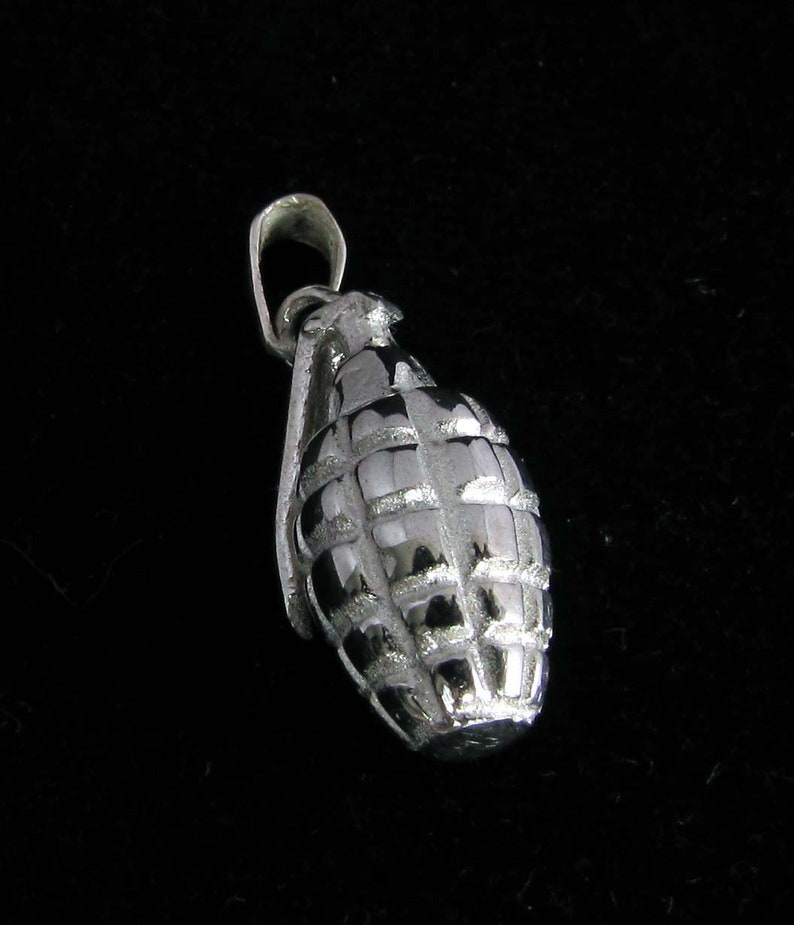 Sterling Silver Hand Grenade Pendant Army Explosive Weapon - Etsy