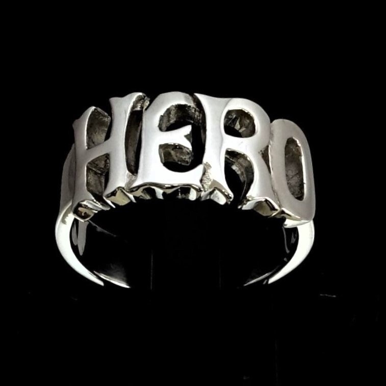 Sterling Silver Letter Ring Hero One Word Bold Letters High - Etsy