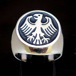 Sterling Silver German Eagle Flag Ring Germany Coat of Arms With Black ...