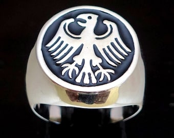 Sterling Silver Men's Ring German Eagle Flag Germany Coat - Etsy