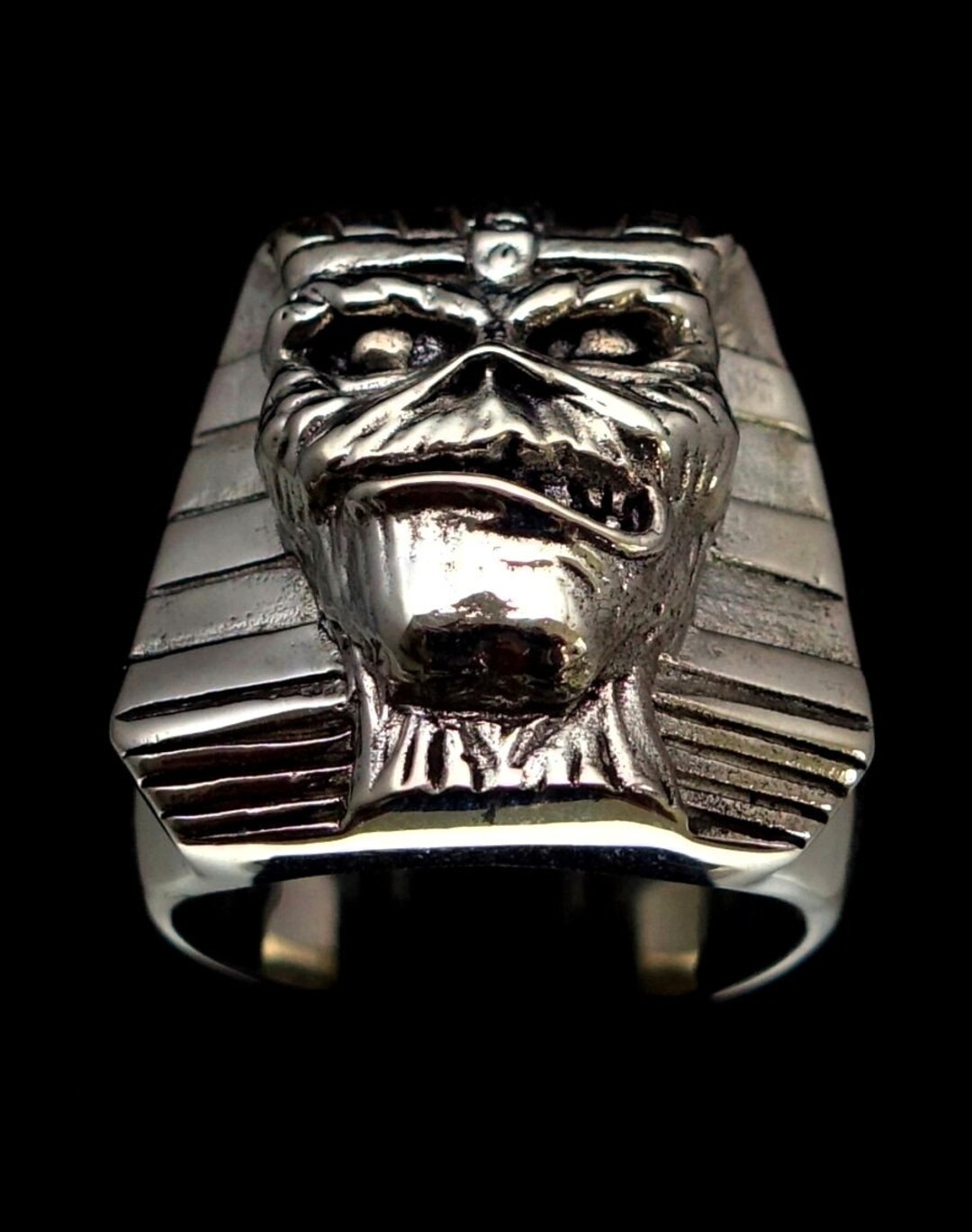 Sterling Silver Skull Ring Pharaoh Angry Mummy Ancient Egypt High ...