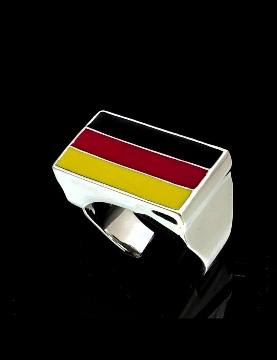 Sterling Silver German Flag Ring Germany With Black Red and - Etsy