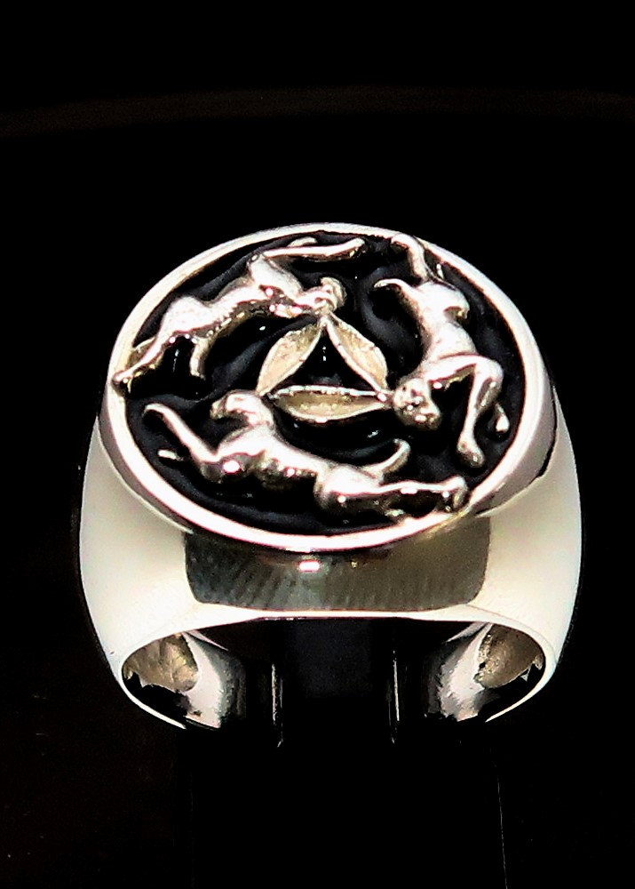 Sterling Silver Ring Three Hares in Circle the Tinners Rabbits - Etsy