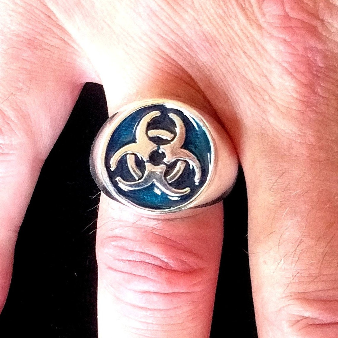 Sterling Silver Bio Hazard Symbol Ring Toxic Waste Warning - Etsy
