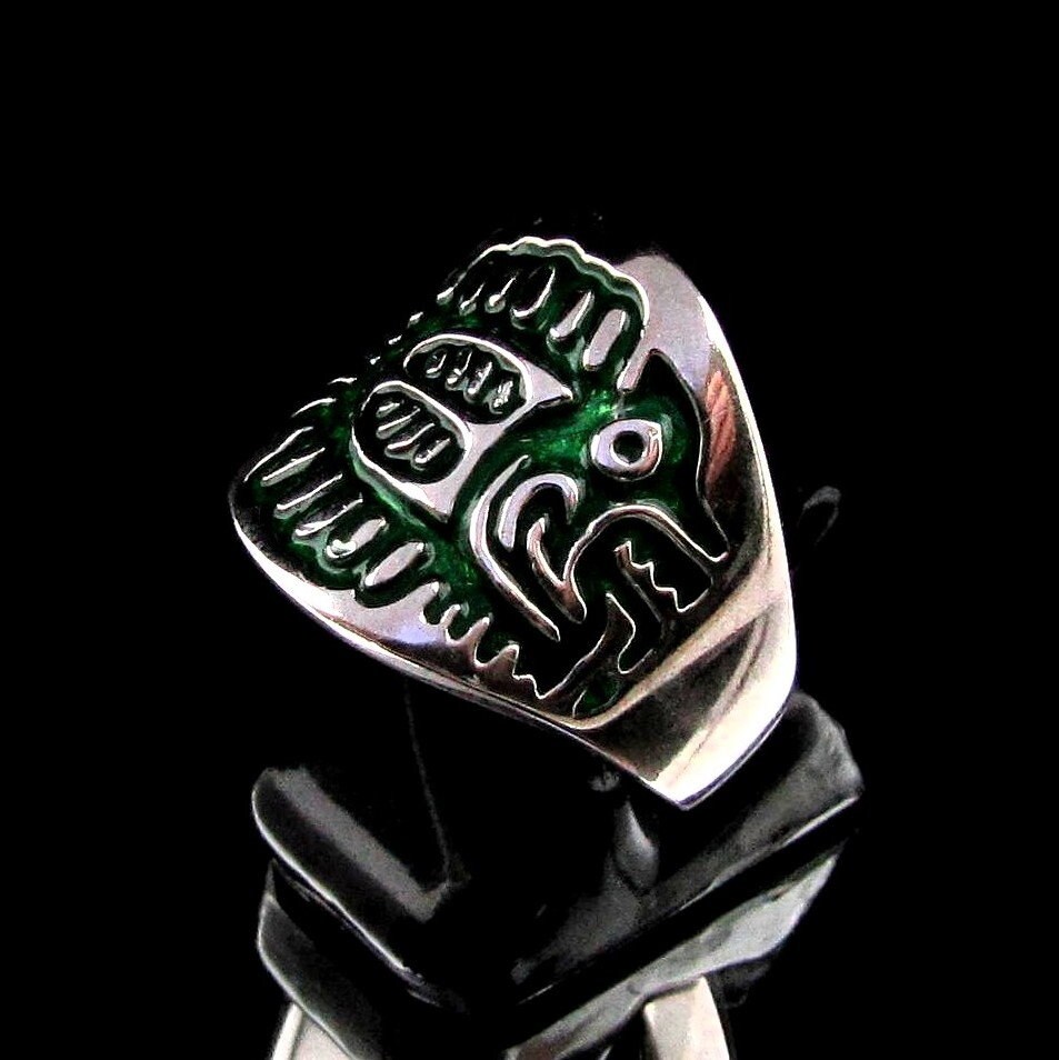 Sterling Silver Ancient Aztec Symbol Ring Maya Inca Fish - Etsy
