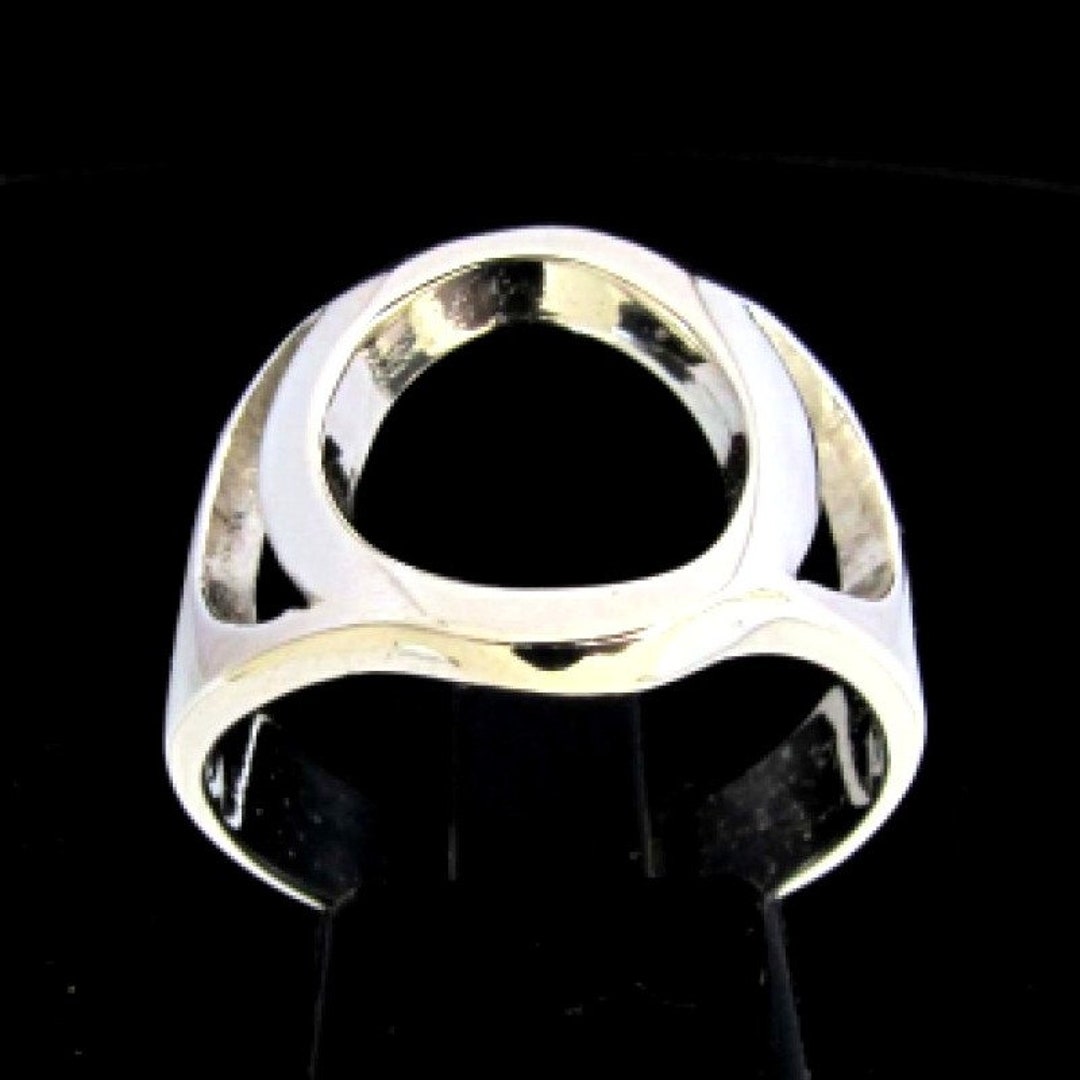 Initial Omicron Sterling Silver Ring Greek Alphabet Capital Letter High ...