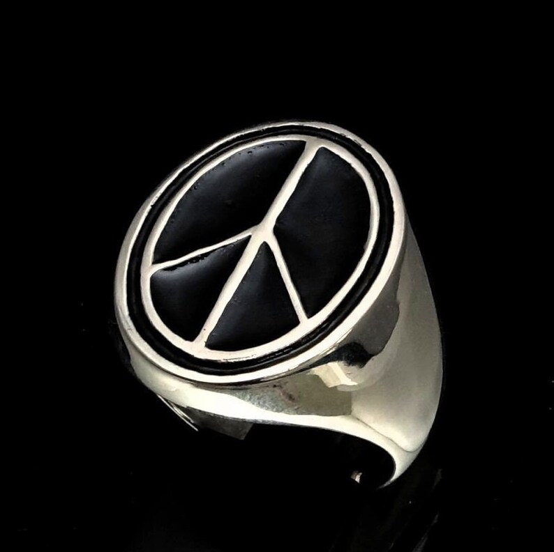 Sterling Silver Symbol Ring Freedom Peace Sign Nuclear - Etsy