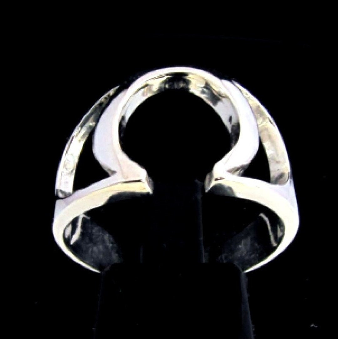 Initial Omega Sterling Silver Ring Greek Alphabet Capital Letter High ...