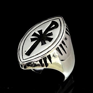 Sterling Silver Chi Rho XP Ring Early Christian Monogram Warrior Cross ...