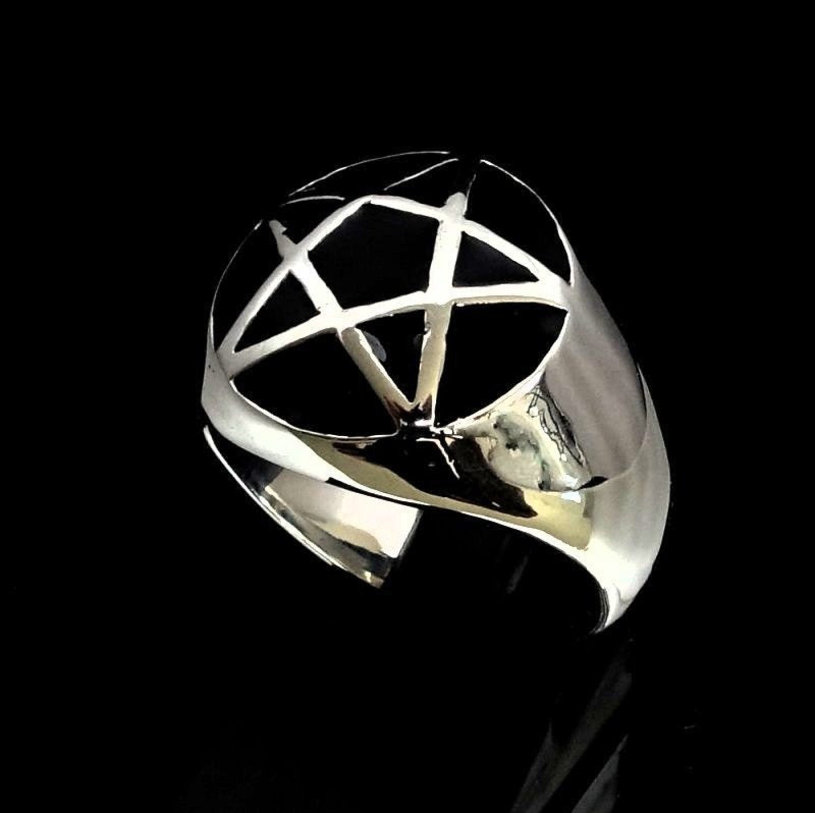 Sterling Silver Wicca Symbol Ring Celtic Pentagram Occult Five - Etsy