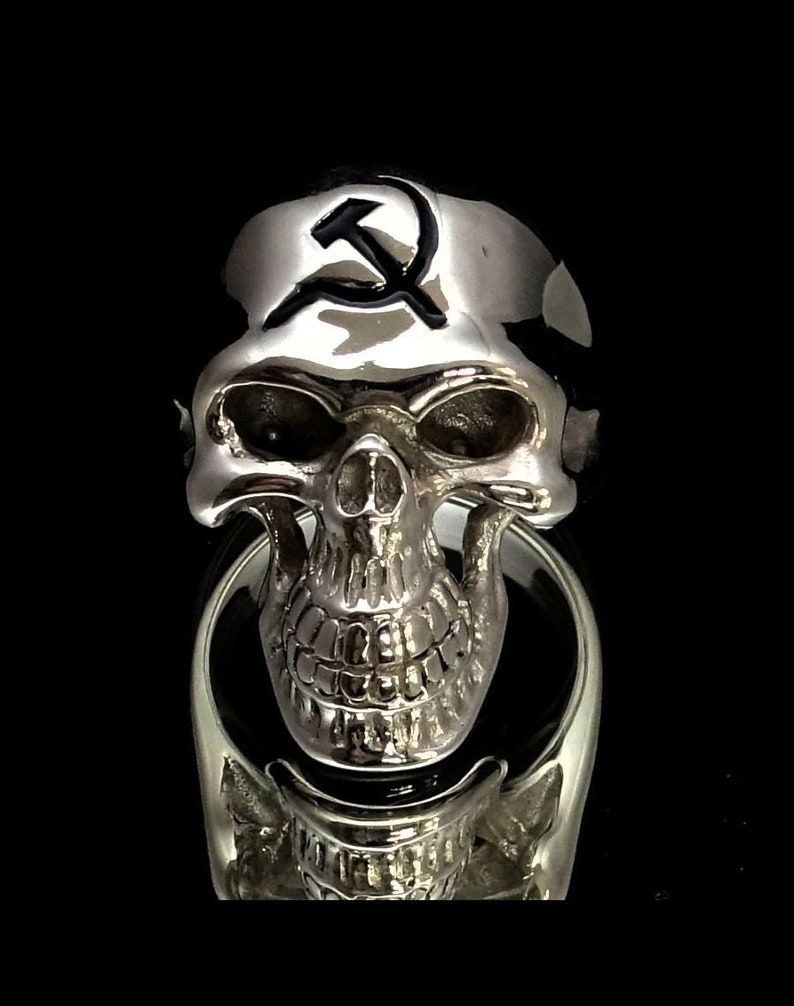 Sterling Silver Skull Ring Hammer and Sickle Communist Symbol | Etsy
