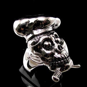 Sterling Silver Skull Ring Army Chef Cook With Beret on - Etsy