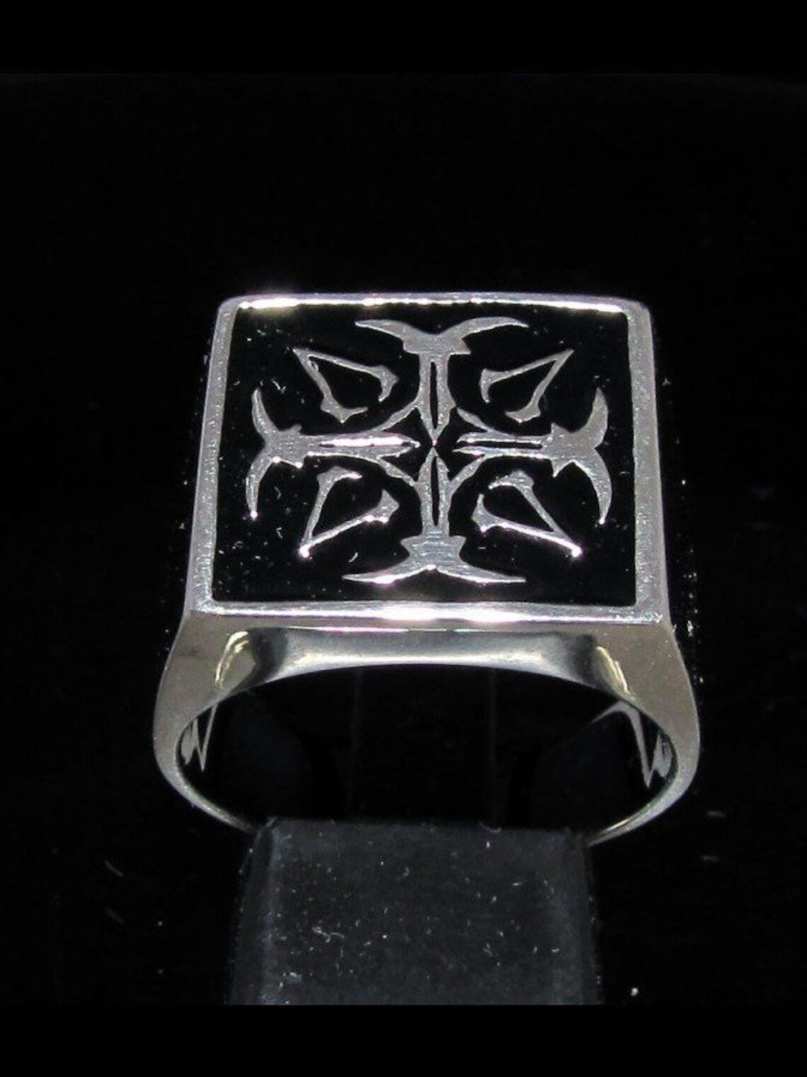 Sterling silver Assassin symbol ring Ninja Cross with Black | Etsy