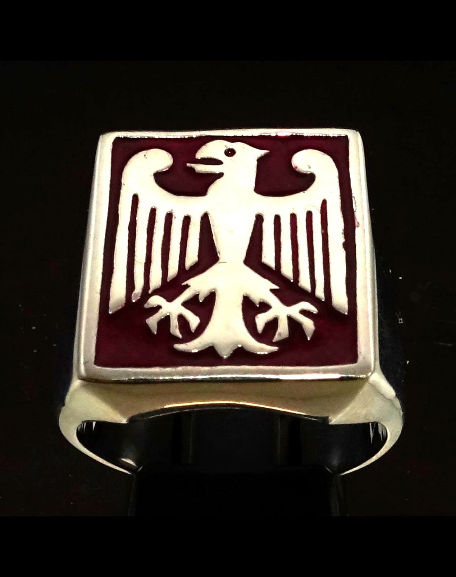 Sterling Silver Men's Ring German Eagle Flag Germany Coat - Etsy
