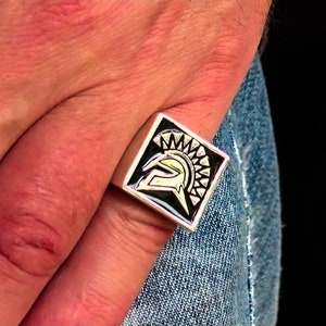 Sterling Silver Ring Ancient Greek Warrior Gladiator Athenian Military ...