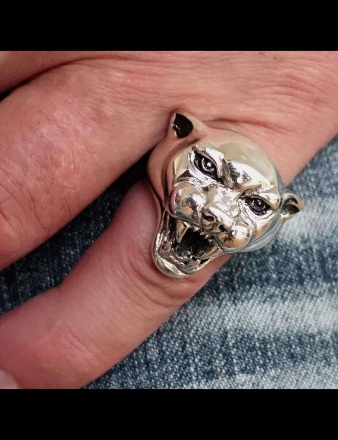 Sterling silver Animal ring Panther head Cougar Panthera high | Etsy