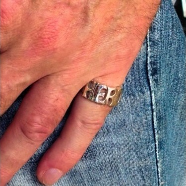 Sterling Silver Letter Ring Hero One Word Bold Letters High - Etsy
