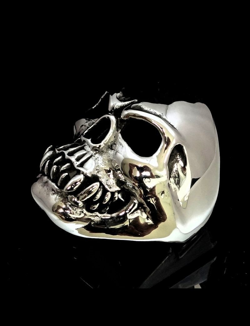Big Sterling Silver Mens Ring Terrifying Horror Zombie Skull | Etsy