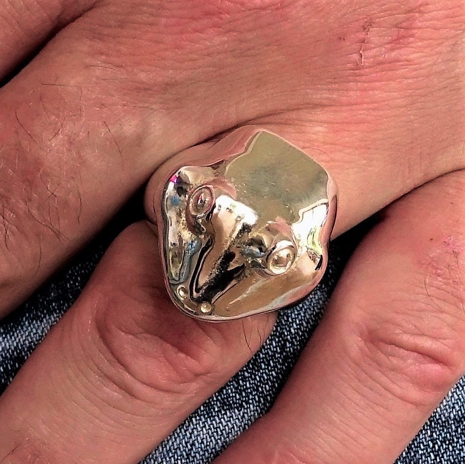 Cute Sterling silver Animal ring Toad Frog head high polished | Etsy