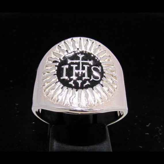 Sterling Silver Religious Symbol Ring IHS Christ Monogram | Etsy