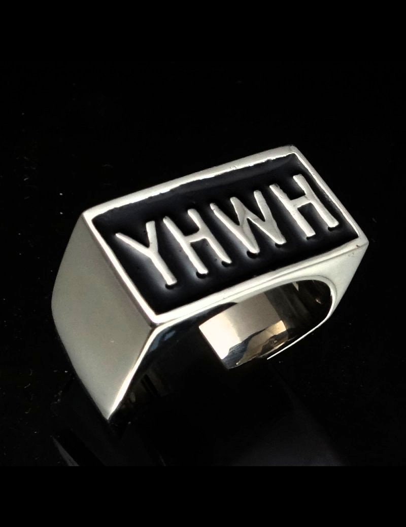Sterling Silver YHWH Ring, Hebrew Name of God, Black Enamel - Etsy