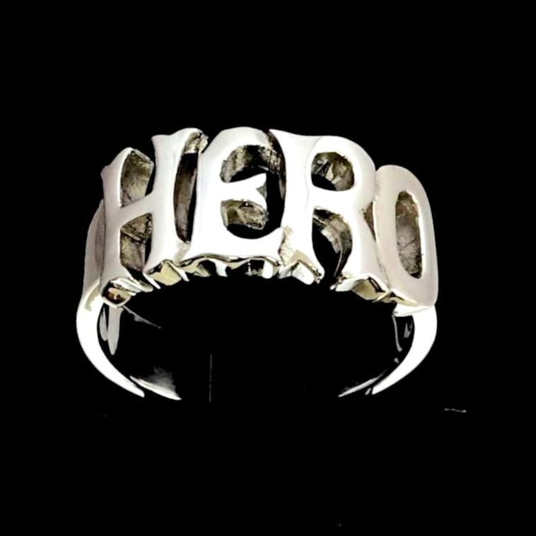 Sterling Silver Letter Ring Hero One Word Bold Letters High Polished ...