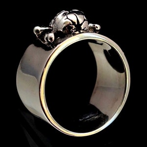 Sterling Silver Band Ring Pirate Skull on Crossed Bones Jolly Roger ...
