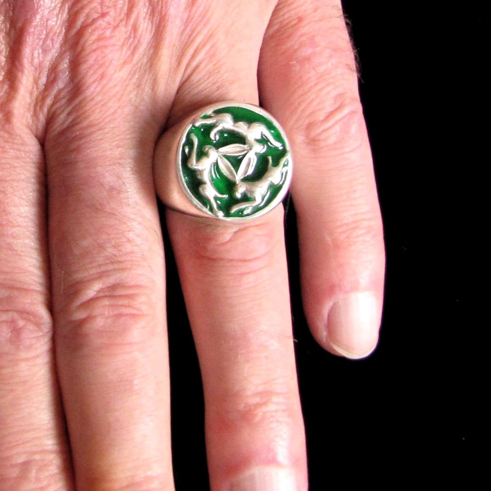 Sterling Silver Ring Three Hares in Circle the Tinners Rabbits - Etsy