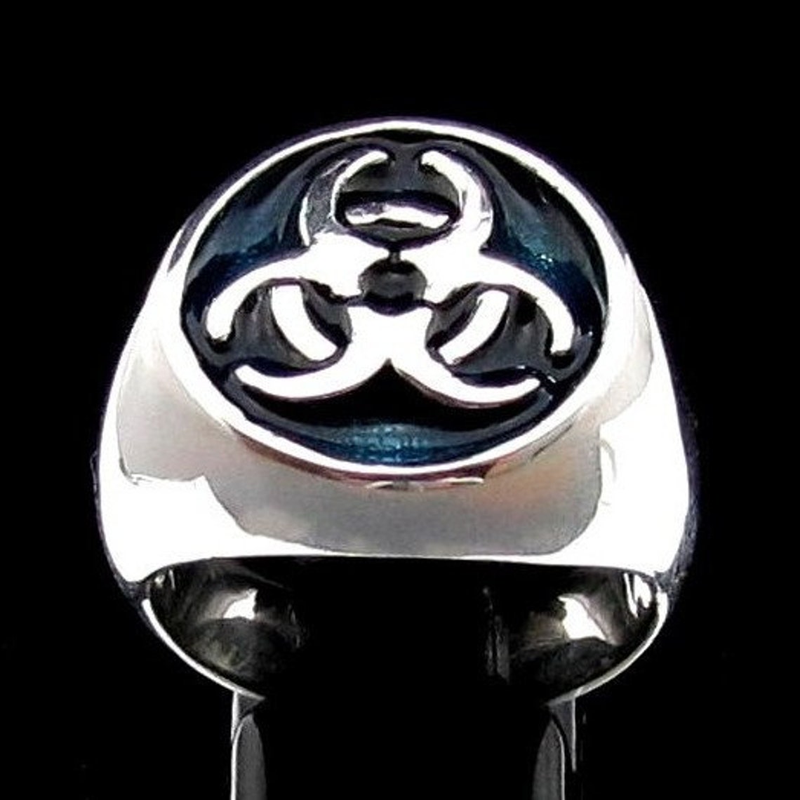 Sterling Silver Bio Hazard Symbol Ring Toxic Waste Warning - Etsy