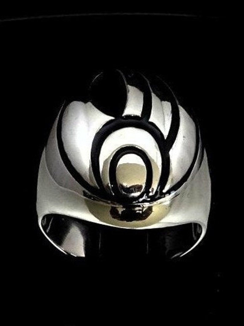 Sterling Silver Symbol Ring Comet Falling Star With Black - Etsy