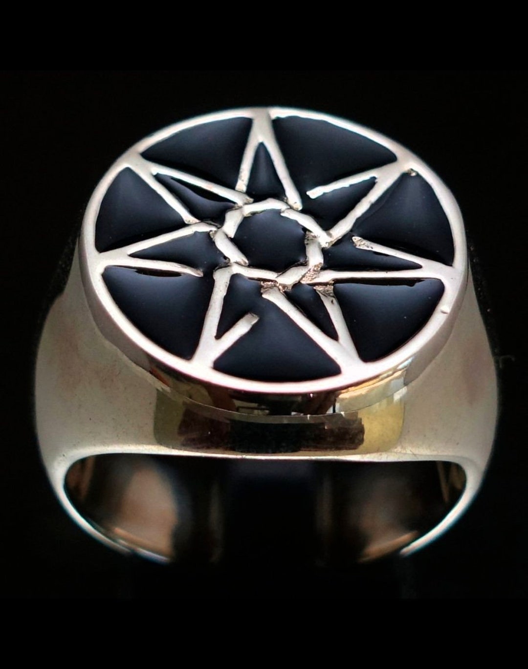 Sterling Silver Wicca Ring Faery Elven Star Heptagram Pagan Witchcraft ...