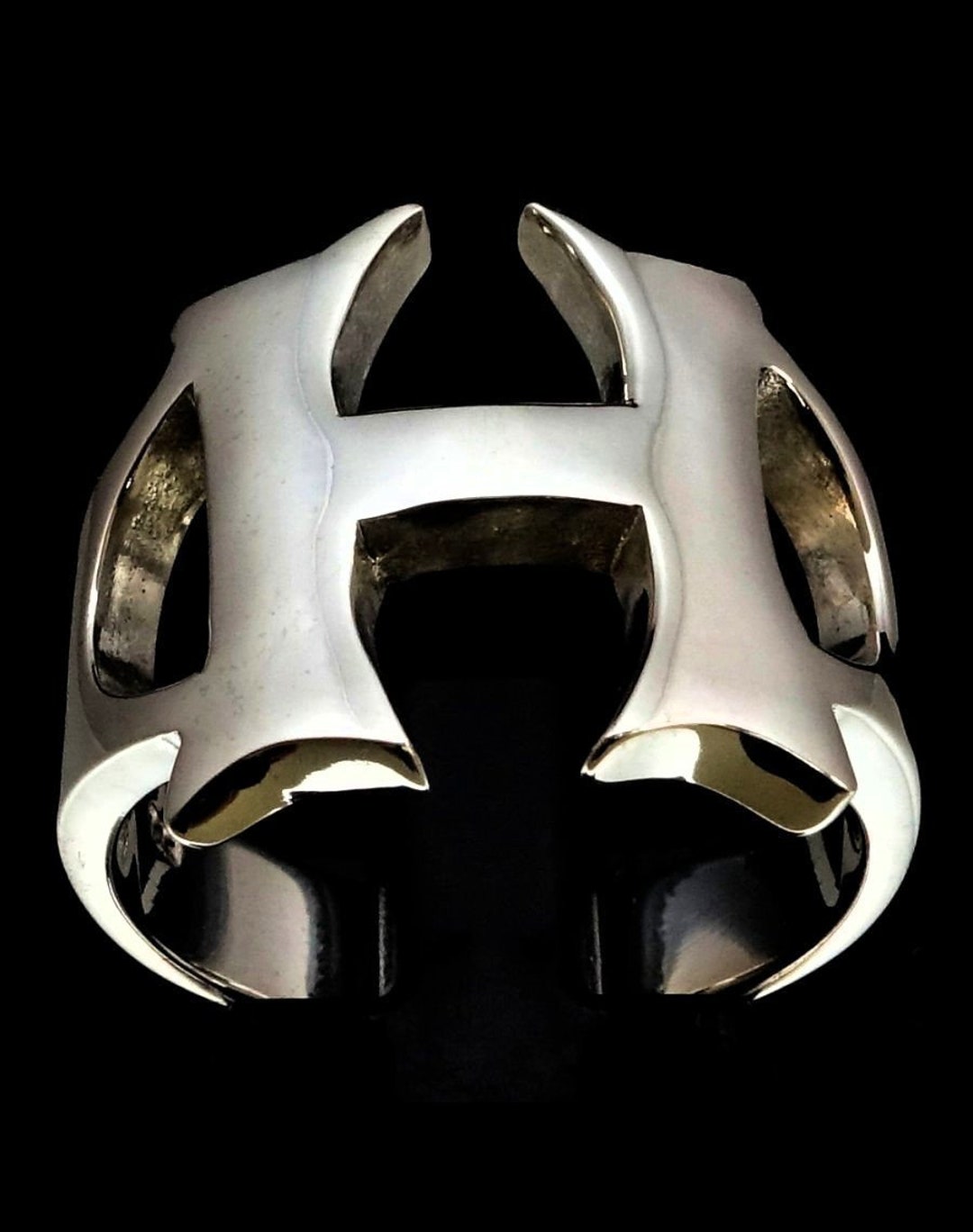 Sterling Silver Initial H Ring Alphabet Letter High Polished 925 Silver ...