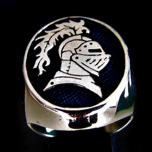 Sterling Silver Men's Ring Medieval Knight Armored Soldier With Black ...