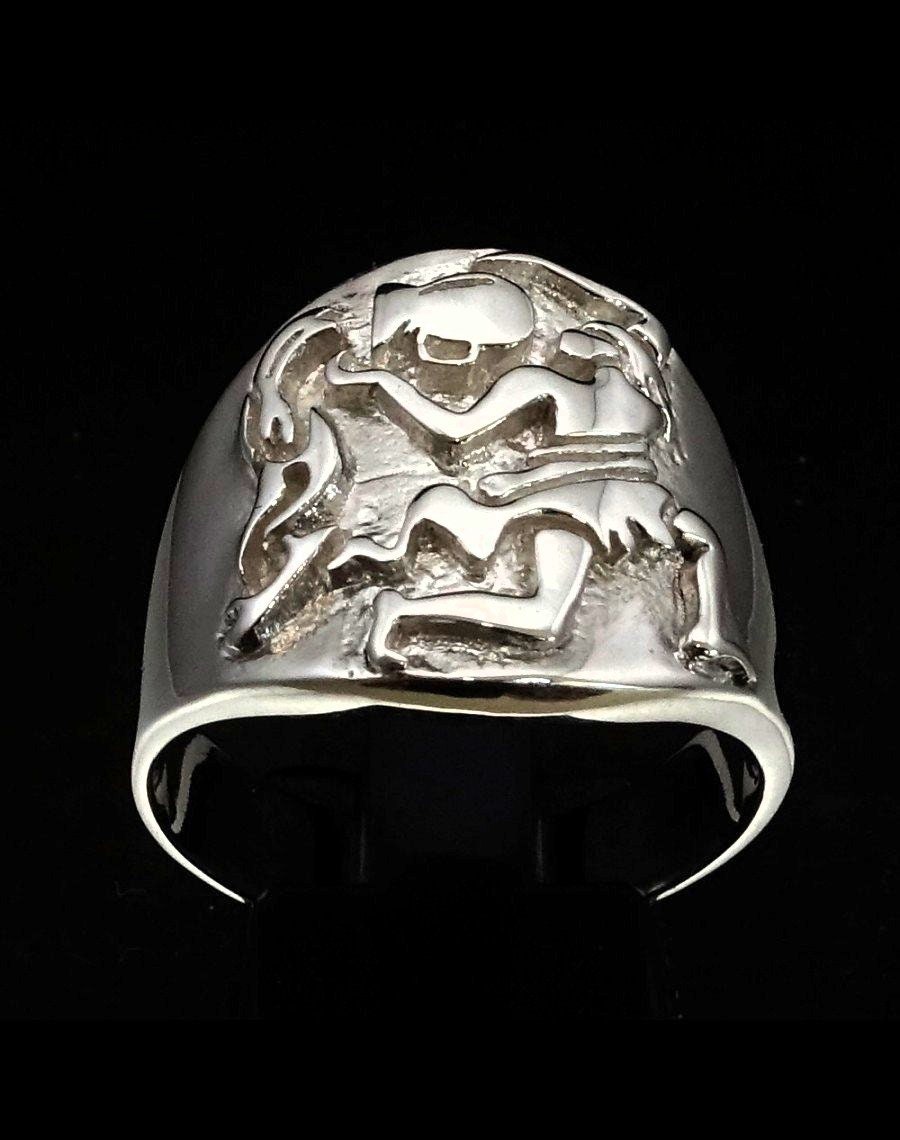 Sterling Silver Aquarius Ring Zodiac Horoscope Symbol Air Star - Etsy