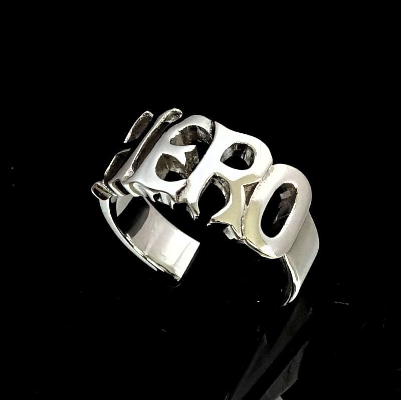 Sterling Silver Letter Ring Hero One Word Bold Letters High - Etsy