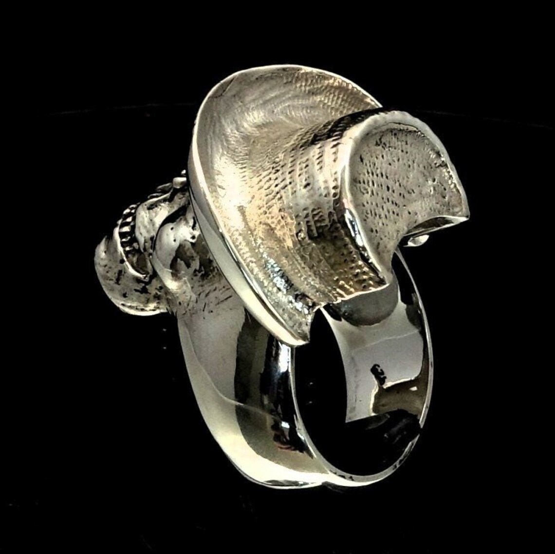 Sterling Silver Ring Wild West Cowboy Skull With Hat High - Etsy
